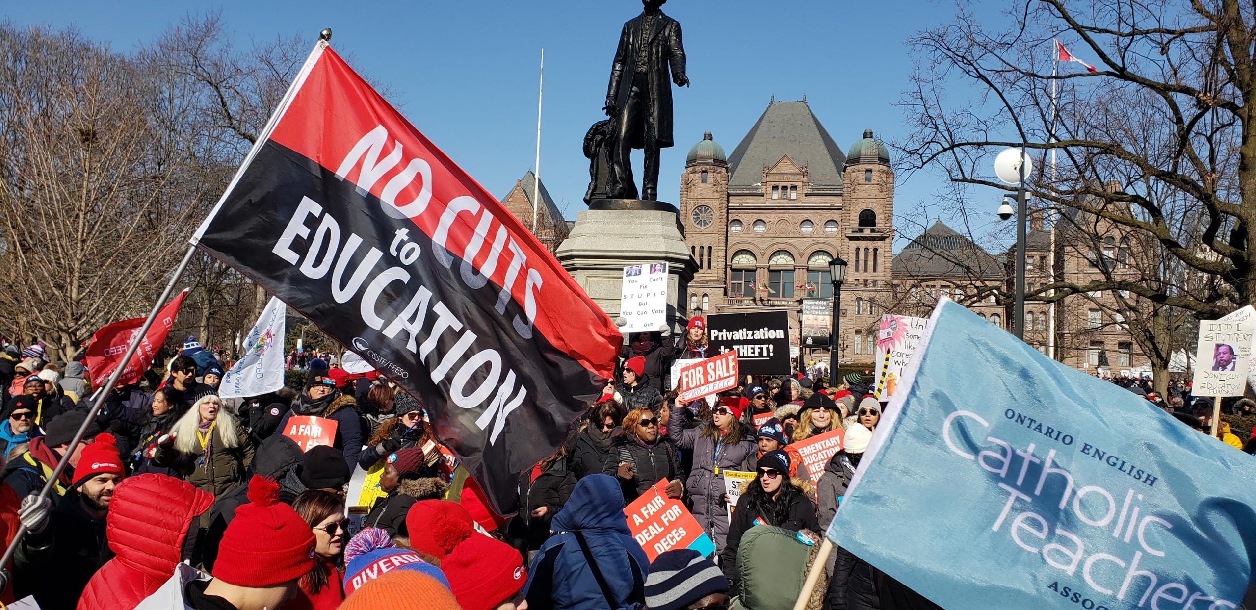 Ontario teachers strike and mass picket Queen’s Park - Spring